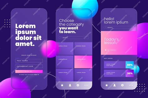 Premium Vector Realistic Glassmorphism Mobile App Template