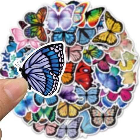 50pcs Butterfly Stickers For Laptop Skateboard Gui Grandado