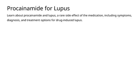 Procainamide For Lupus Meds Is