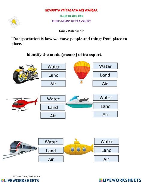 Modes Of Transp Free Interactive Worksheets 1365797