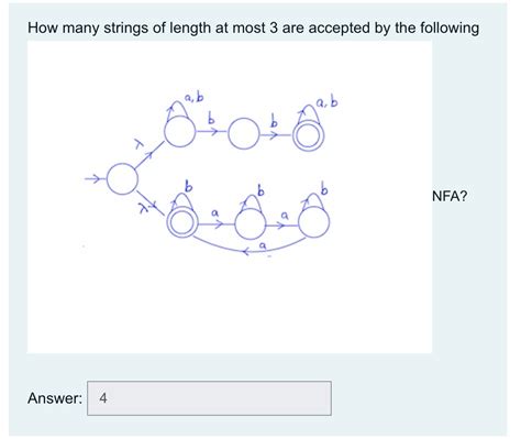 solved how many strings of length at most 3 are accepted by