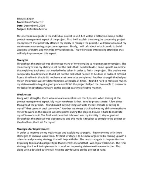 Reflection Memo Project Management Motivation