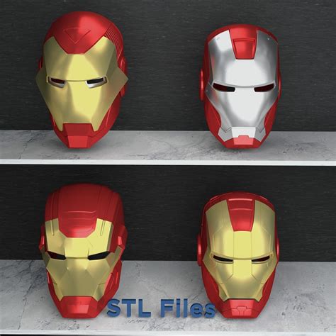 Set Of Iron Superhero Helmets For 3d Print Wearable Mask Stl Model