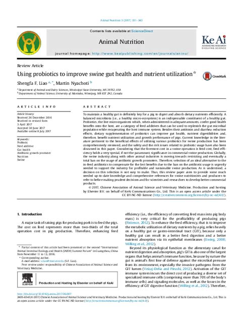 Pdf Using Probiotics To Improve Swine Gut Health And Nutrient Utilization