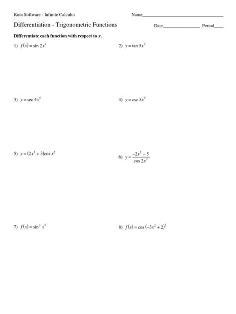 Differentiate Trigonometric Functions Pdf Trigonometric Functions