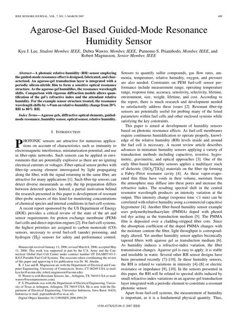 Pdf Agarose Gel Based Guided Mode Resonance Humidity Sensor