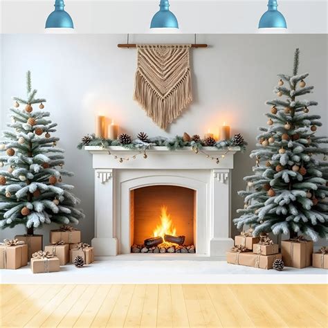 Christmas Fireplace Backdrop Rustic Pine Cone Fireplace Backdrop By Ma