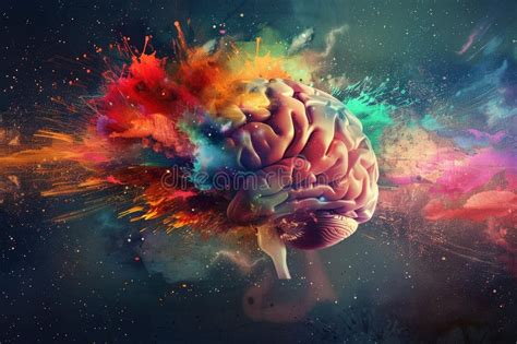 Human Brain Exploding With Creativity And Colorful Imagination Stock Illustration Illustration