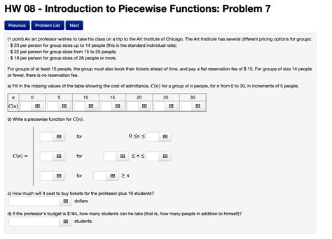 Solved Hw 08 Introduction To Piecewise Functions Problem