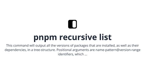 pnpm recursive list fig