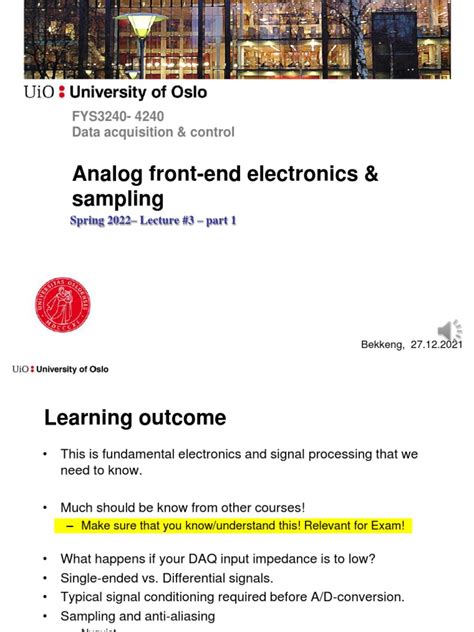 L3 Part1 Analog Front End Sampling V22 Pdf Analog To Digital Converter Sampling