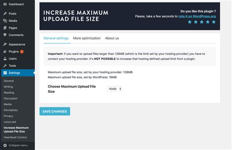 increase maximum upload file size voor wordpress download