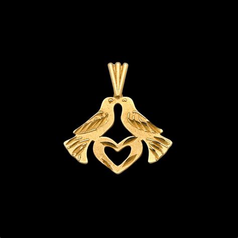 Vintage Michael Anthony 14k Yellow Gold Lovebirds And Heart Pendant