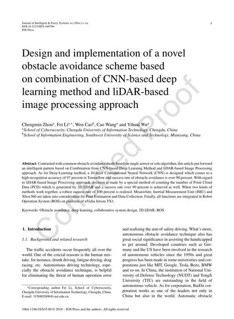 Pdf Design And Implementation Of A Novel Obstacle Avoidance Scheme