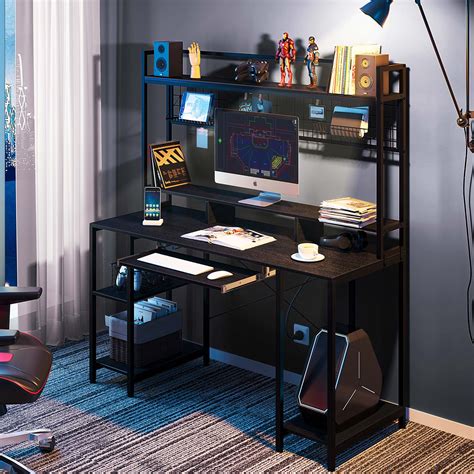 Rolanstar Computer Desk With Hutch And Keyboard Tray 55 Office Desk