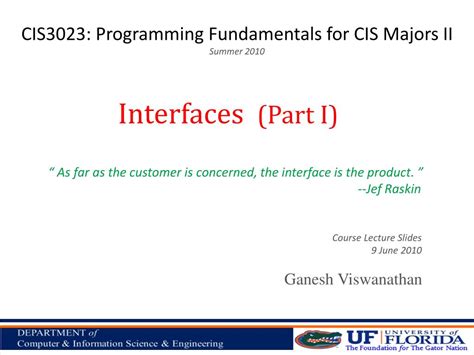 Ppt Cis3023 Programming Fundamentals For Cis Majors Ii Summer 2010