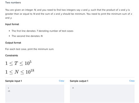 Solved Two Numbers You Are Given An Integer N And You Need Chegg
