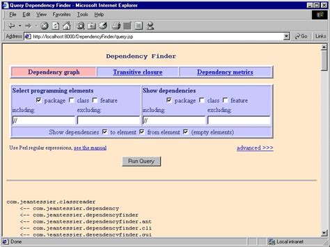 dependency finder screenshots