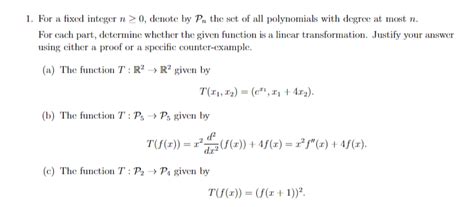 solved 1 for a fixed integer n≥0 denote by pn the set of
