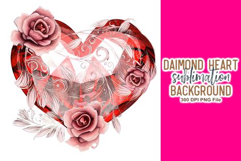 Daimond Heart With Rose Valentine Png Graphic By Vera Craft · Creative Fabrica