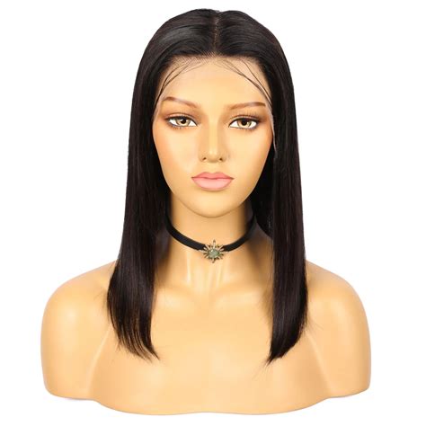 Custom Wholesale 10 A Black Human Hair Bob Style Lace Front Women Wig