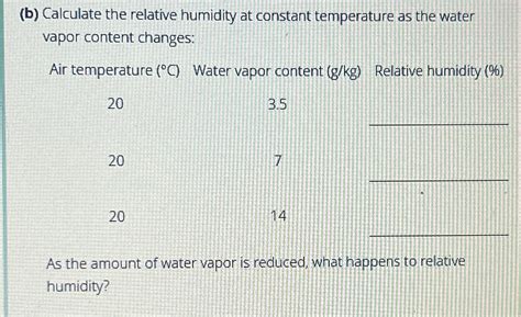 Solved B ﻿calculate The Relative Humidity At Constant