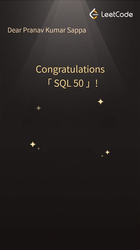 Earned Crack Sql 50 Badge On Leetcode Sappa Pranav Kumar Posted On The Topic Linkedin