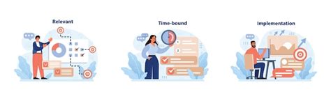 Premium Vector Smart Goals Set Professionals Define Targets Relevant Tasks Timebound