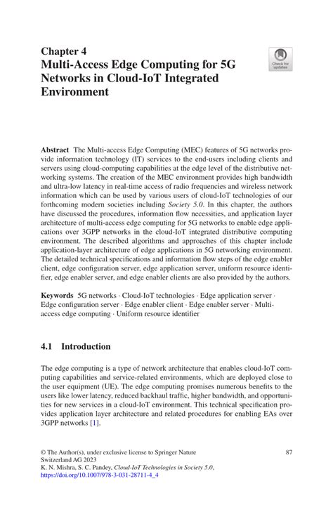 Pdf Multi Access Edge Computing For 5g Networks In Cloud Iot