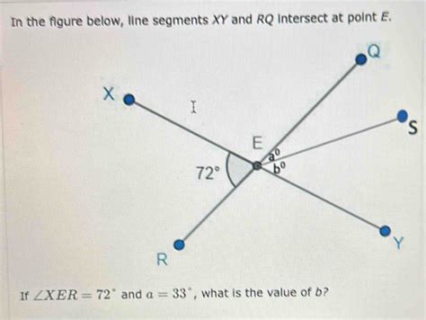 Solved In The Figure Below Line Segments Xy And Rq Intersect At Point