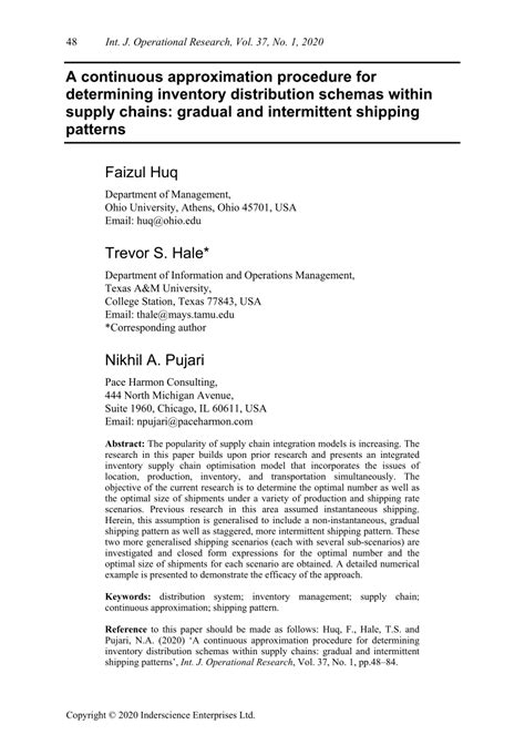 pdf a continuous approximation procedure for determining inventory