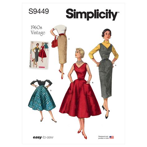 Simplicity 9449 H5 Kjole Og Nederdel 60er Vintage Fabricroad