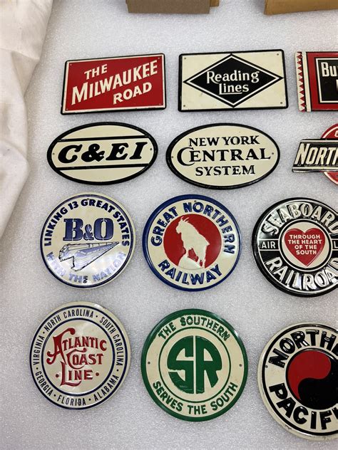 19 Post Cereal Premiums Railroad Rr Train Tin Metal Emblems 1950s Ebay