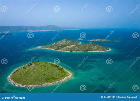 Aerial View Of Heart Shaped Island Of Galesnjak In Zadar Archipelago