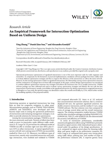 Inter Empirical Framework Ying Zhang Research Article An Empirical Framework For Intersection