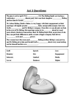 An Inspector Calls Gap Fill Summary Activities With Answers By Nifty Resources