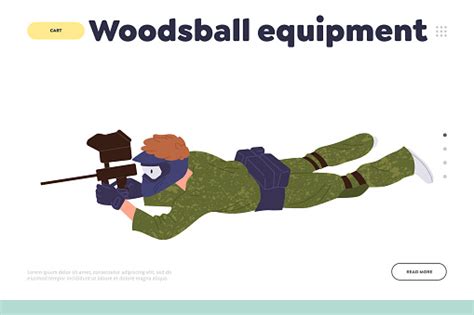 익스트림 스포츠 도구를 제공하는 온라인 상점을 위한 Woodsball 장비 랜딩 페이지 디자인 템플릿 Brand Name