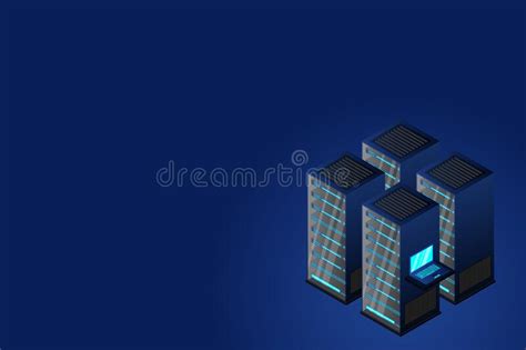 Server Room Isometric Cloud Storage Data Data Center Big Data Processing And Computing