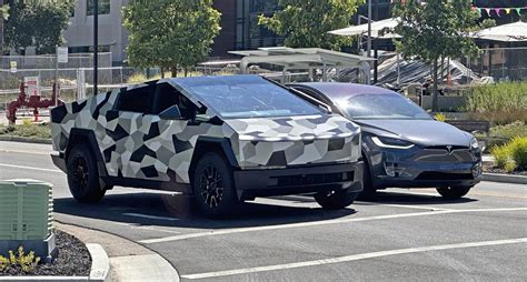 Cybertruck Spotted Next To Model X Good Size Comparison Photo And On