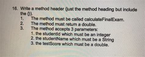 solved 14 in the following method declaration what is the