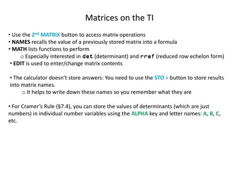 PPT Matrices On The TI PowerPoint Presentation Free Download ID 3212329