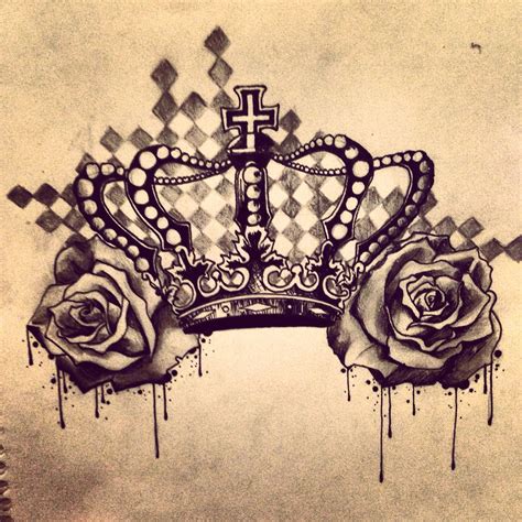 Crown And Roses Tattoo Design