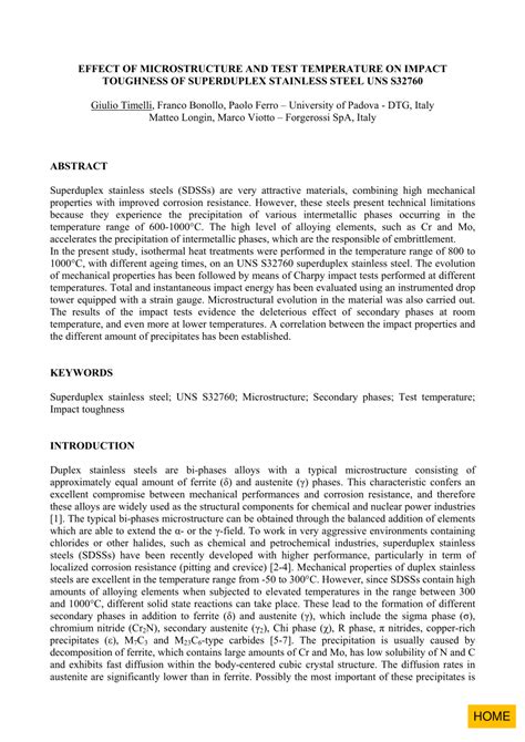 Pdf Effect Of Microstructure And Test Temperature On Impact Toughness Of Superduplex Stainless