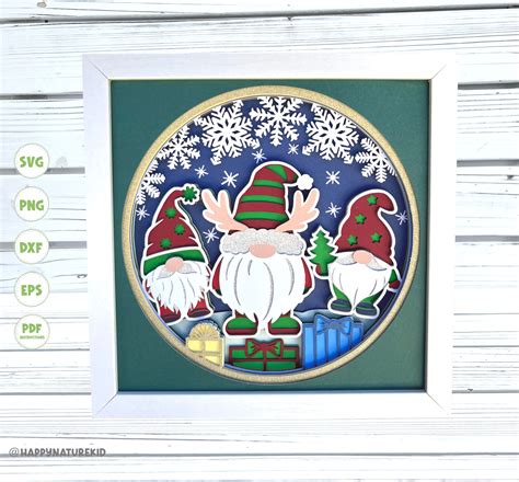 Christmas Gnome Shadow Box Svg 3d Gnome Svg Shadow Box Svg Etsy