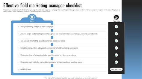 Effective Field Marketing Manager Checklist Ppt Example