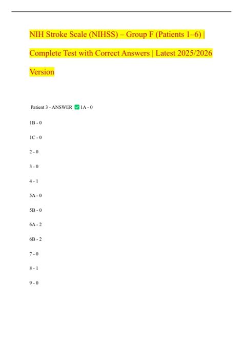 Nih Stroke Scale Nihss Group F Patients 1 6 Complete Test With