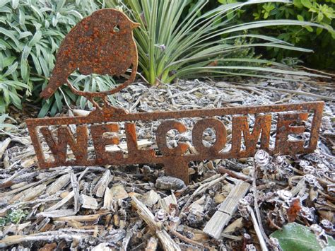 Rustic Garden Decoration Metal Welcome Sign Bird T Garden Pla
