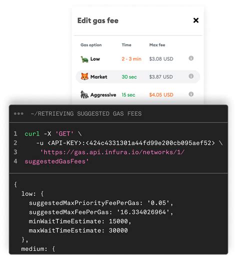 blockchain gas api estimate eth costs and optimize transactions on infura