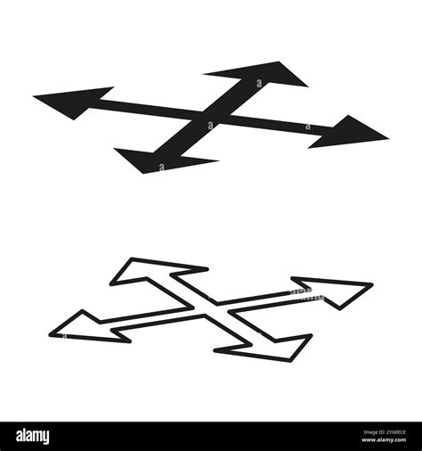 Directional Arrow Icons Crossing Arrows Symbols Multiple Path Vectors