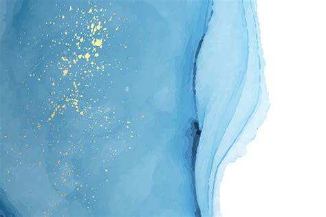 추상적인 파란색 잉크 파와 황금 물빛이 있는 수채화 배경 0명에 대한 스톡 벡터 아트 및 기타 이미지 0명 감사합니다 건강관리와 의술 Istock